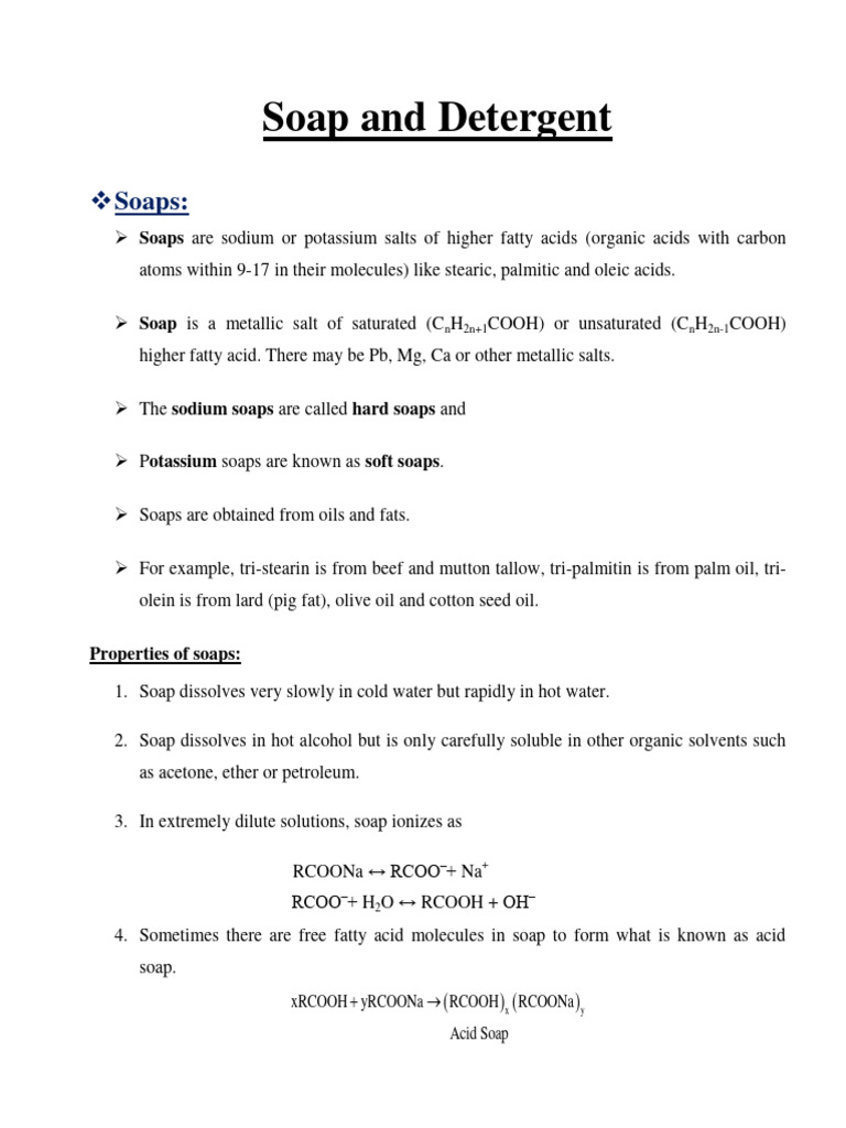 Lecture #5 - Soap | PDF | Soap | Fatty Acid