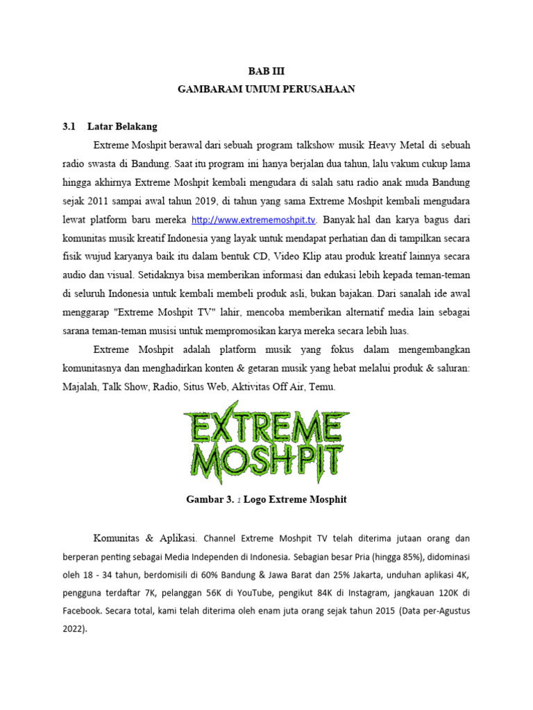 Profil dan Misi Extreme Moshpit TV | PDF | Seni