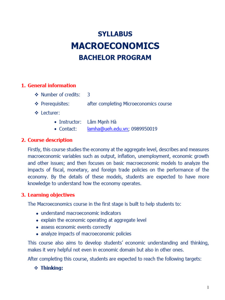 Syllabus Macro ENG | PDF | Macroeconomics | Cost Of Living