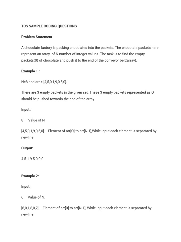 TCS NQT Coding Challenges | PDF | Integer (Computer Science) | Software Engineering