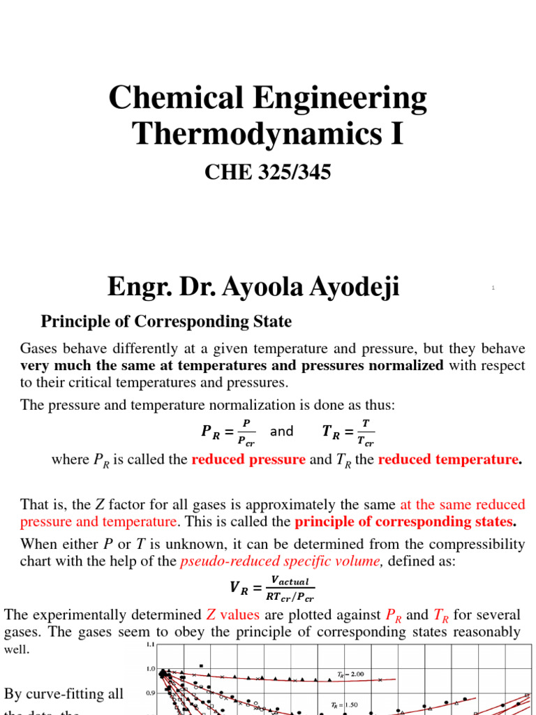 CHE325-345 Lecture Note3 From DR Ayoola | PDF | Gases | Temperature