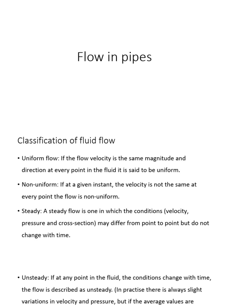 Flow in Pipies | PDF | Reynolds Number | Fluid Dynamics
