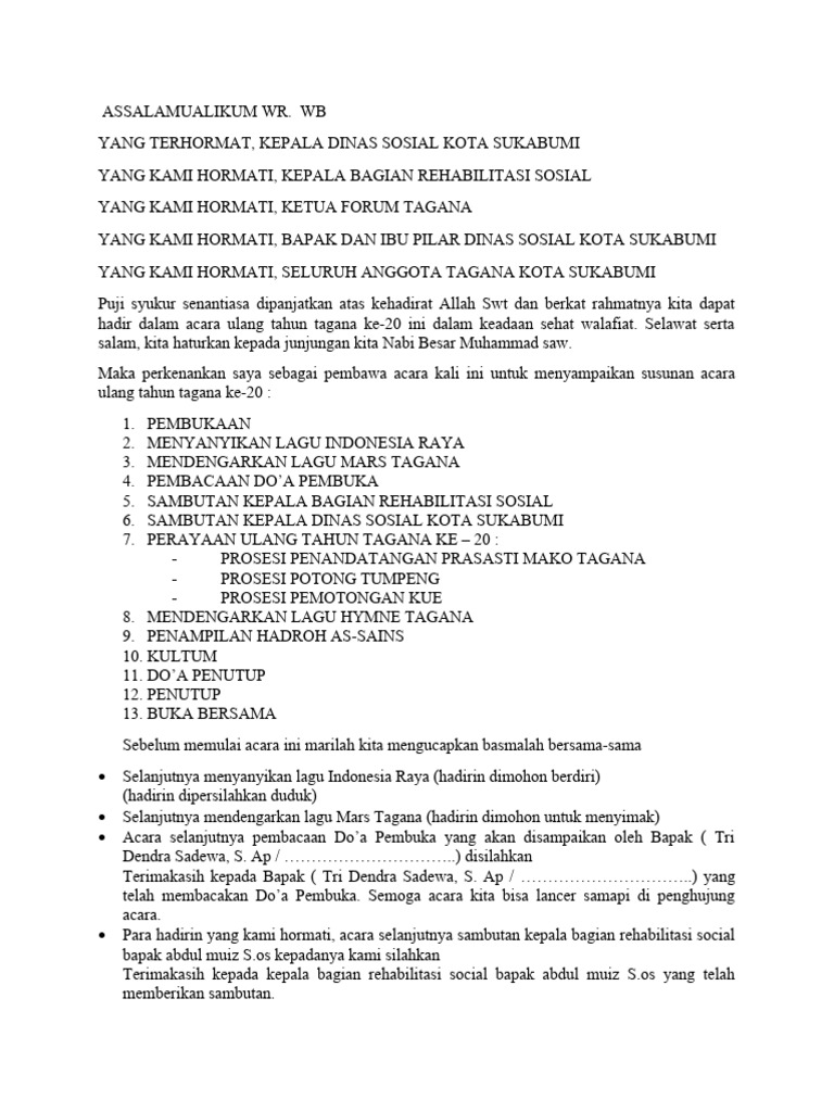 Ulang Tahun TAGANA ke-20 di Sukabumi | PDF | Kajian Bahasa Asing ...