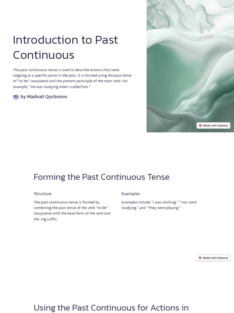 Understanding Past Continuous Tense | PDF