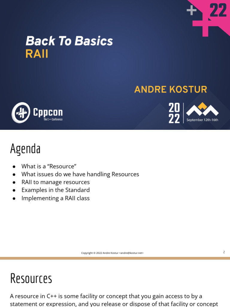 Cppcon 2022 Back To Basics RAII | PDF | Programming Paradigms | Object Oriented Programming
