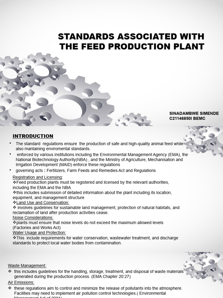 C21146850I Standards Asscociated With The Feed Production Plant | PDF ...