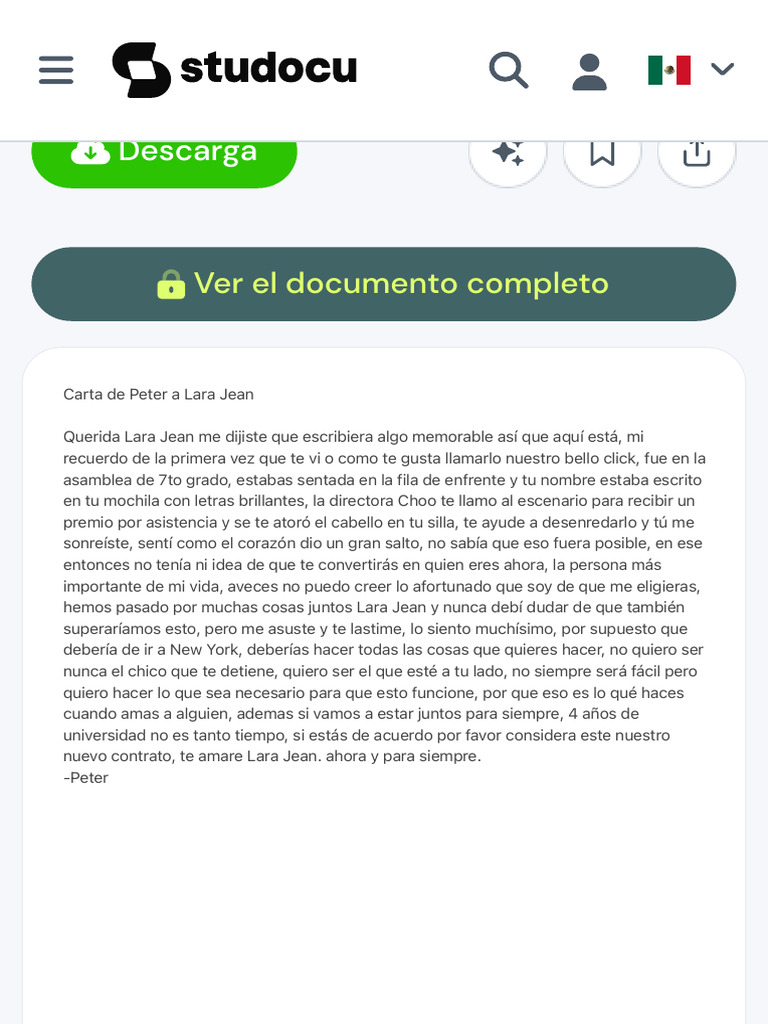 Carta de Peter a Lara Jean | PDF
