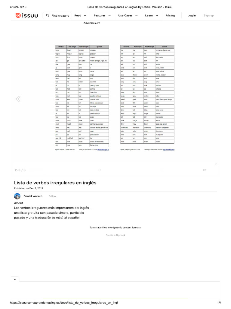 Lista de Verbos | PDF