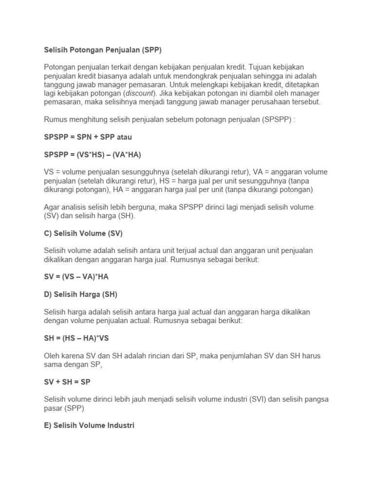 Analisis Selisih Penjualan dan Volume | PDF