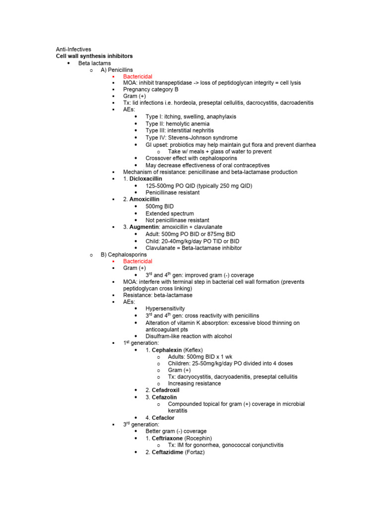 Anti-Infective Medications | PDF | Clinical Medicine | Drugs