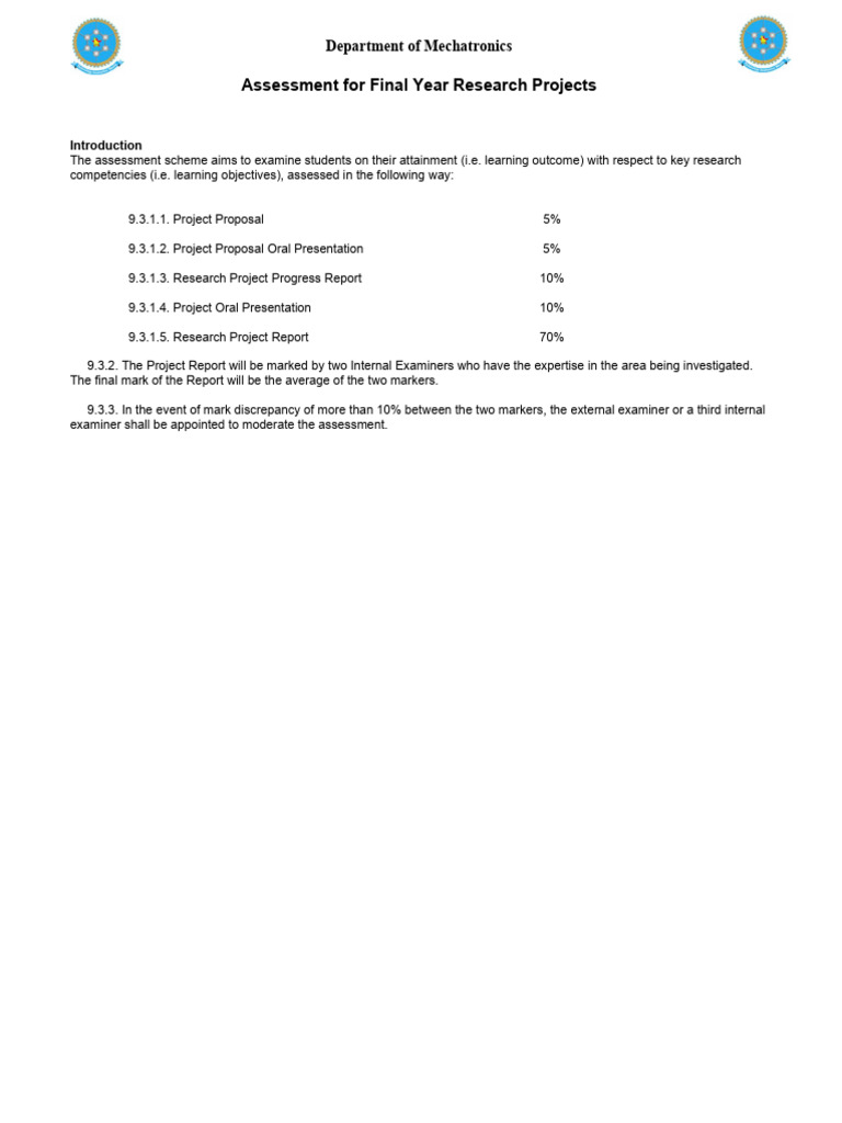 Project-Mark-Scheme-And-Guidelines CUME 405 | PDF | Methodology | Logic