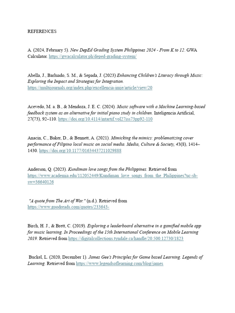 Partial REFERENCES III | PDF | Music Education | Pedagogy