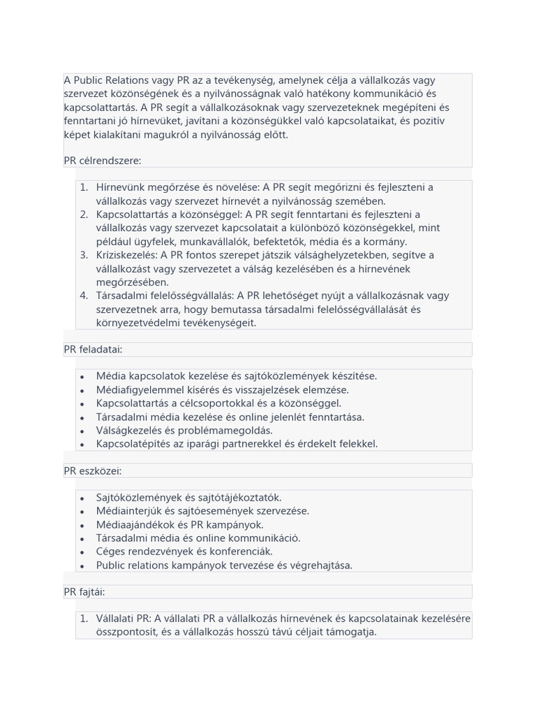 Public Relations Szakkdolgozat Somogyvári Dániel | PDF