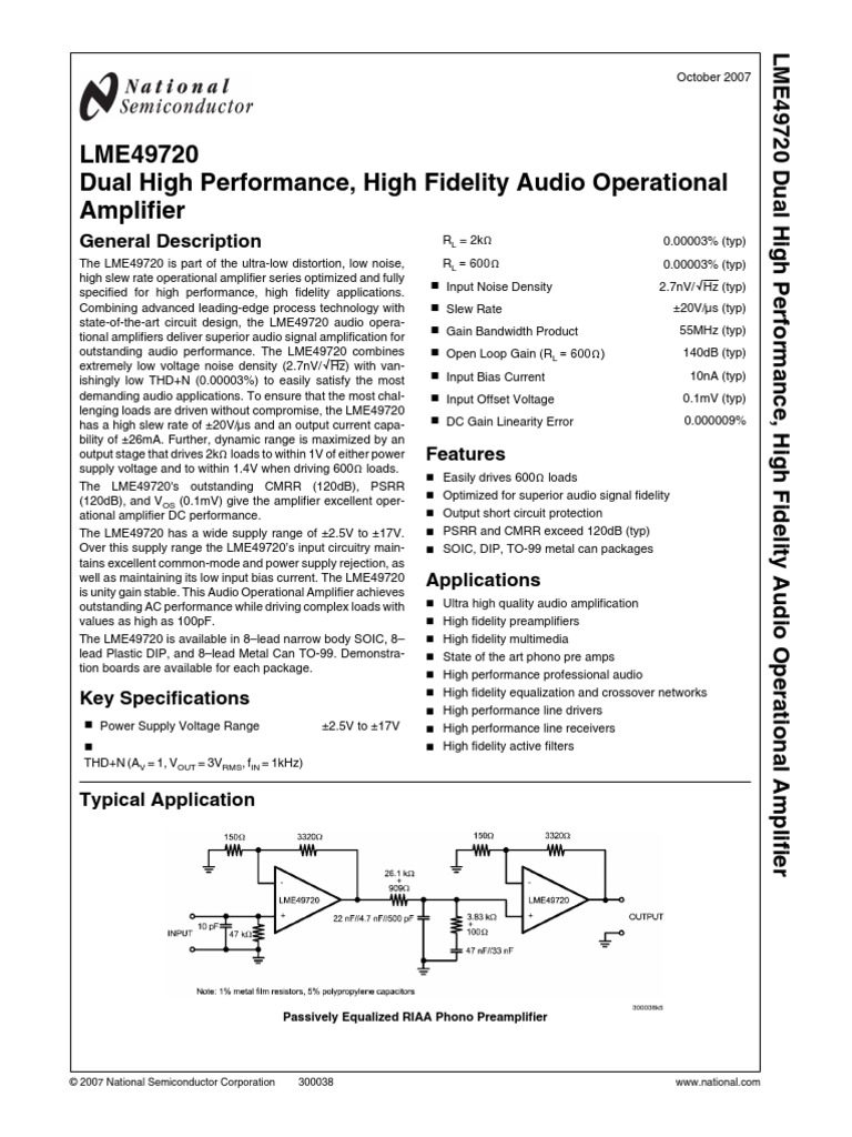 LME49720 | Amplifier | Operational Amplifier
