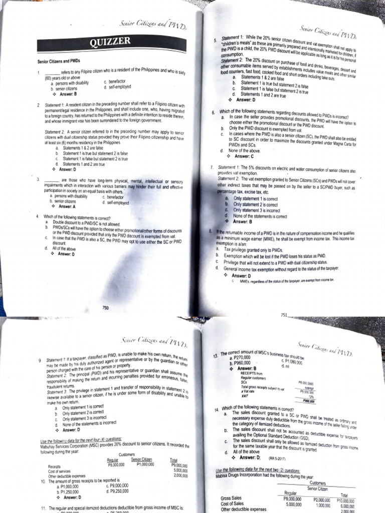 SC and PWD Quizzer Tabag | PDF | Tax Deduction | Salary