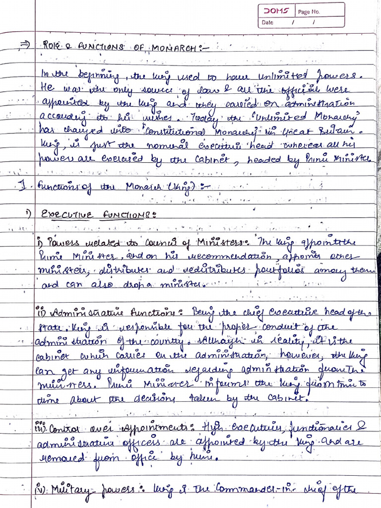 Functions and Role of Monarch | PDF