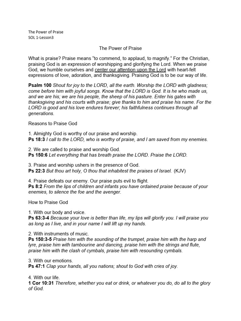 The Power of Praise in Worship | PDF | Worship | God