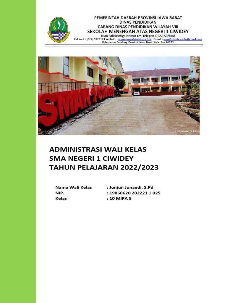 Administrasi Wali Kelas 10 Mipa 5 Tahun 2022 | PDF