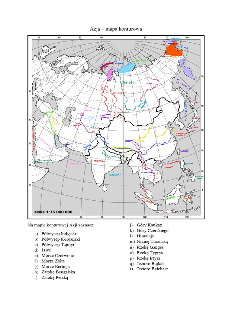 azja mapa konturowa | PDF