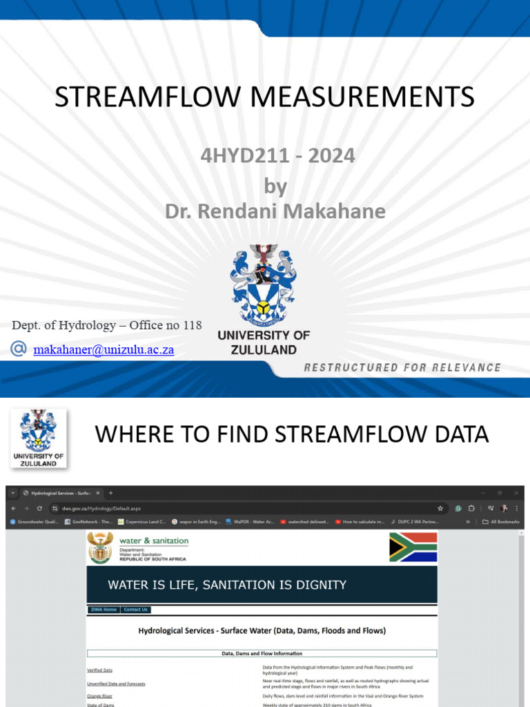 4HYD211 - Streamflow Measurements | PDF | Discharge (Hydrology) | River