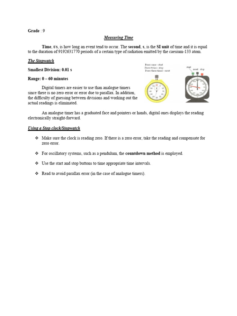 Measuring Time with Stopwatches | PDF