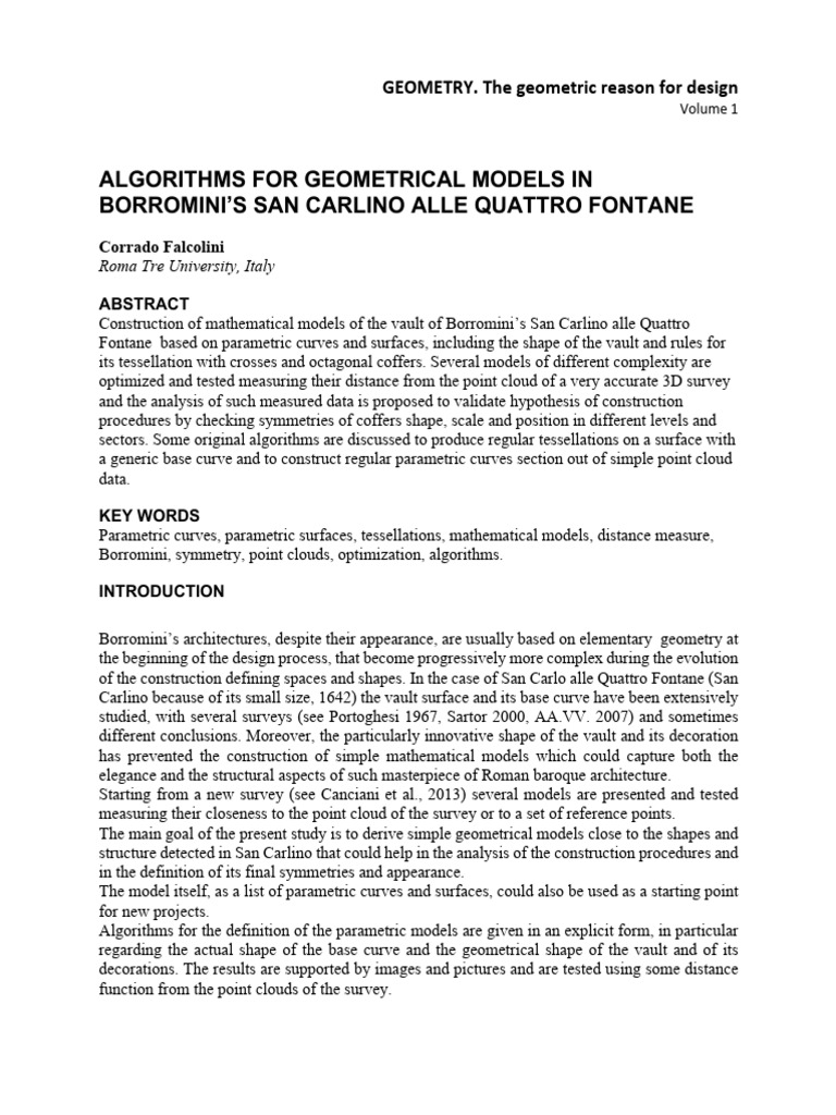 Algorithms For Geometrical Models in Borromini's San Carlino Alle Quattro Fontane | Download ...