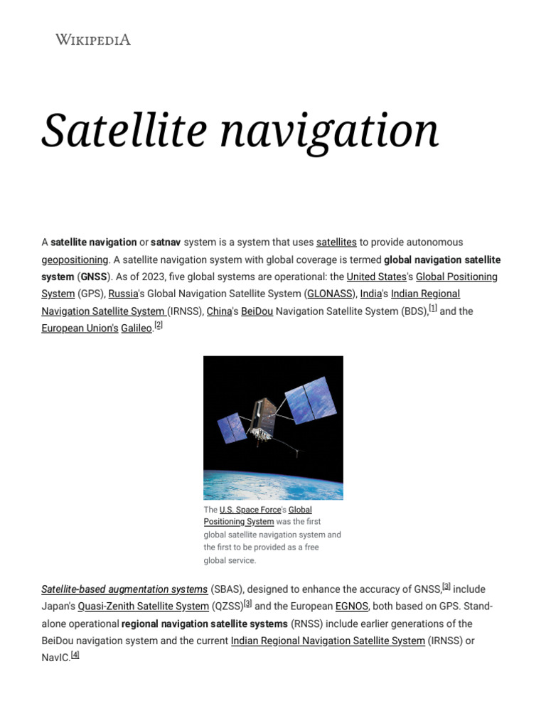 Satellite Navigation - Wikipedia | PDF | Geomatics | Spacecraft