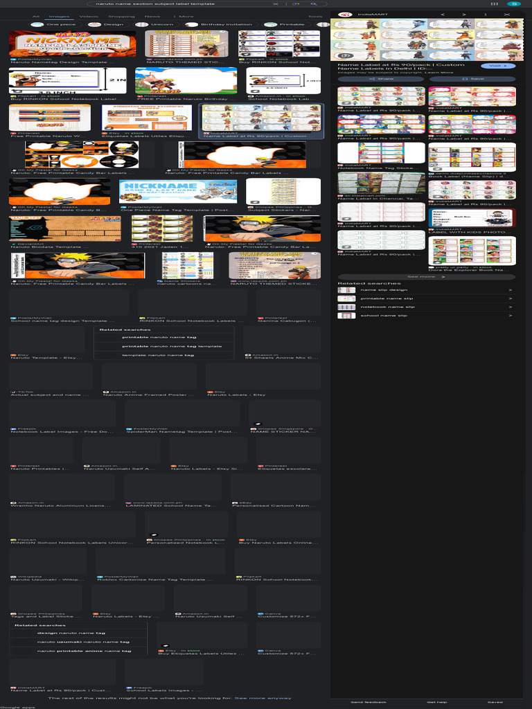 naruto name section subject label template - Google Search | PDF | E ...