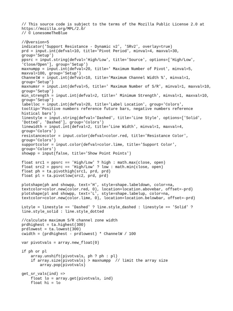 Support Resistance - Dynamic v2 | PDF | Computer Programming | Software Engineering