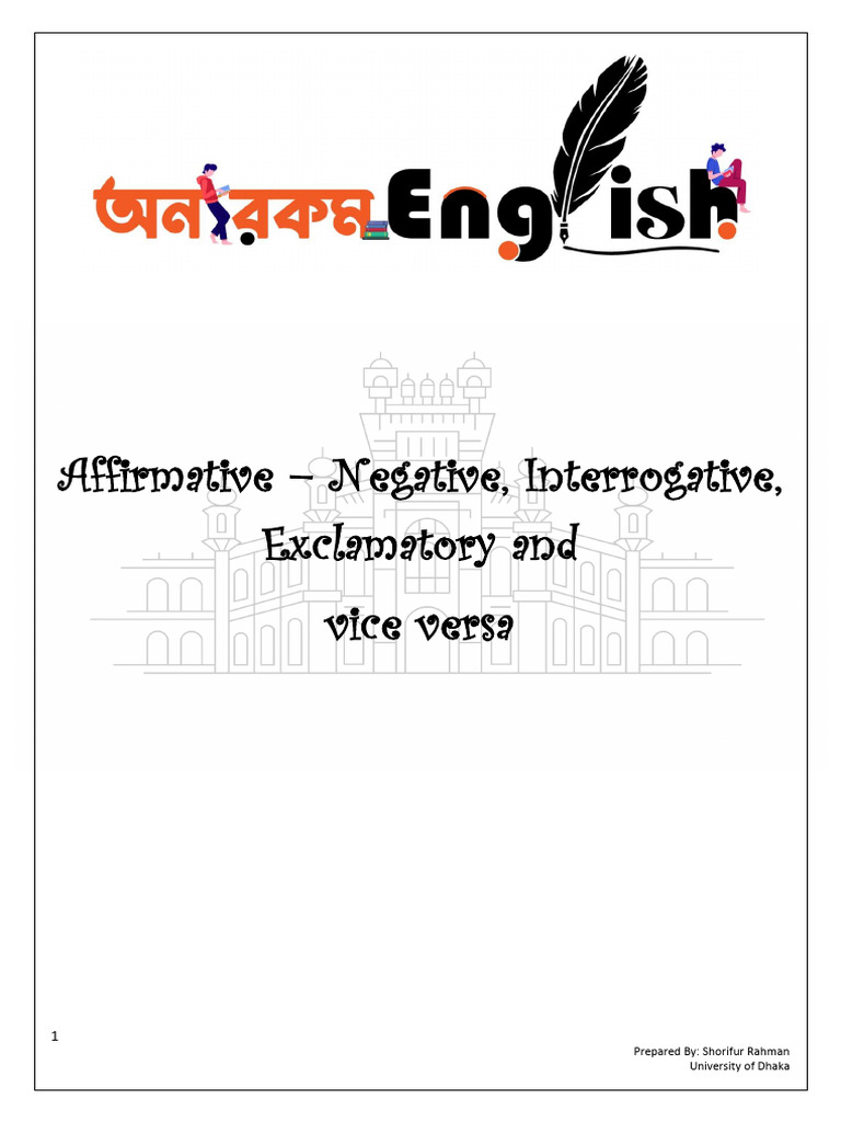 Changing Sentence (Aff Neg Int Exc) - 1 - 240422 - 175601 | PDF | Syntax | Syntactic Relationships