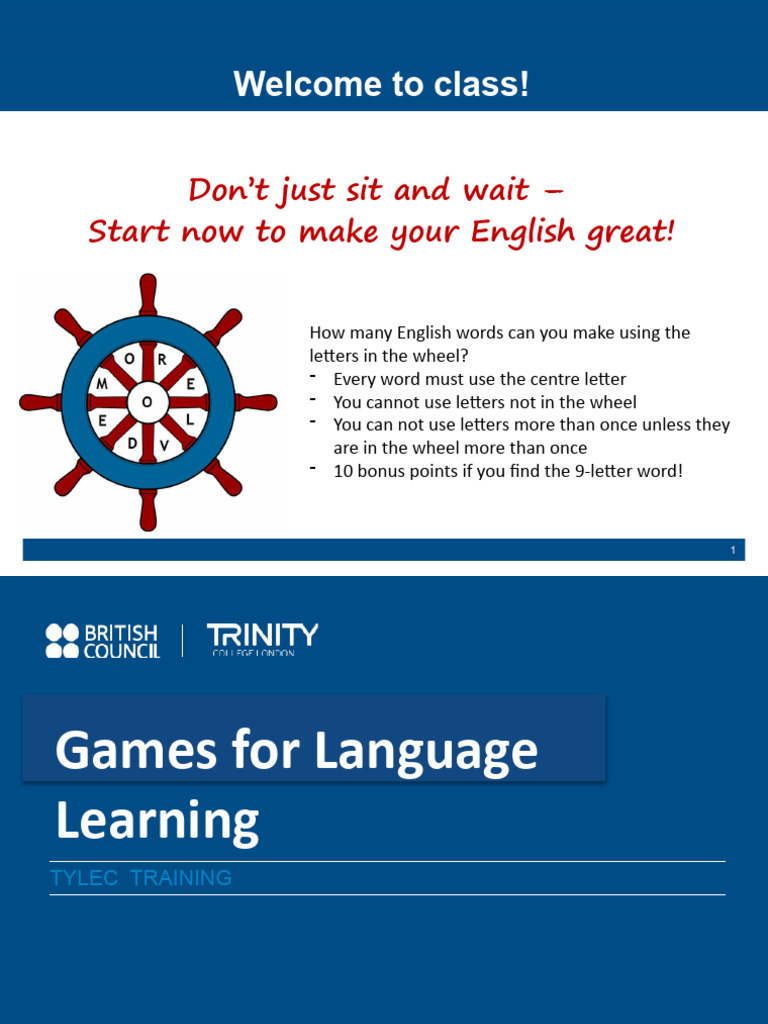 Games For Language Learning - Session - PPT | PDF | Linguistics