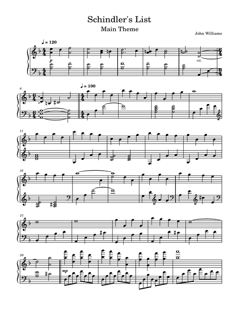 Schindlers List Main Theme | PDF