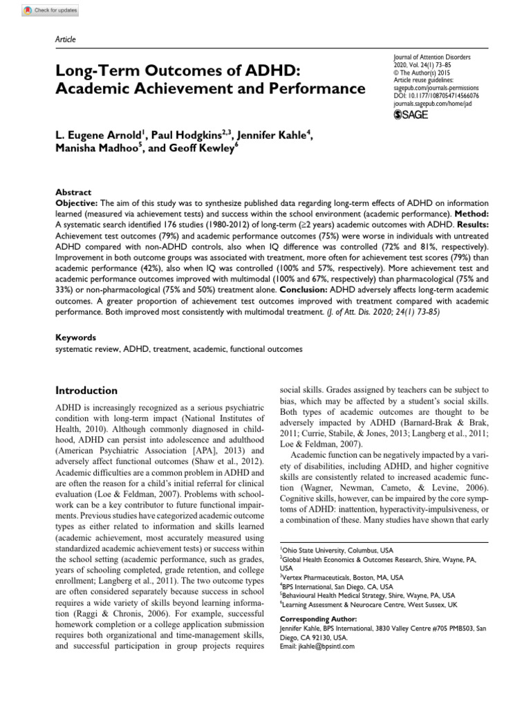 Long-Term Academic Impact of ADHD | PDF | Attention Deficit ...