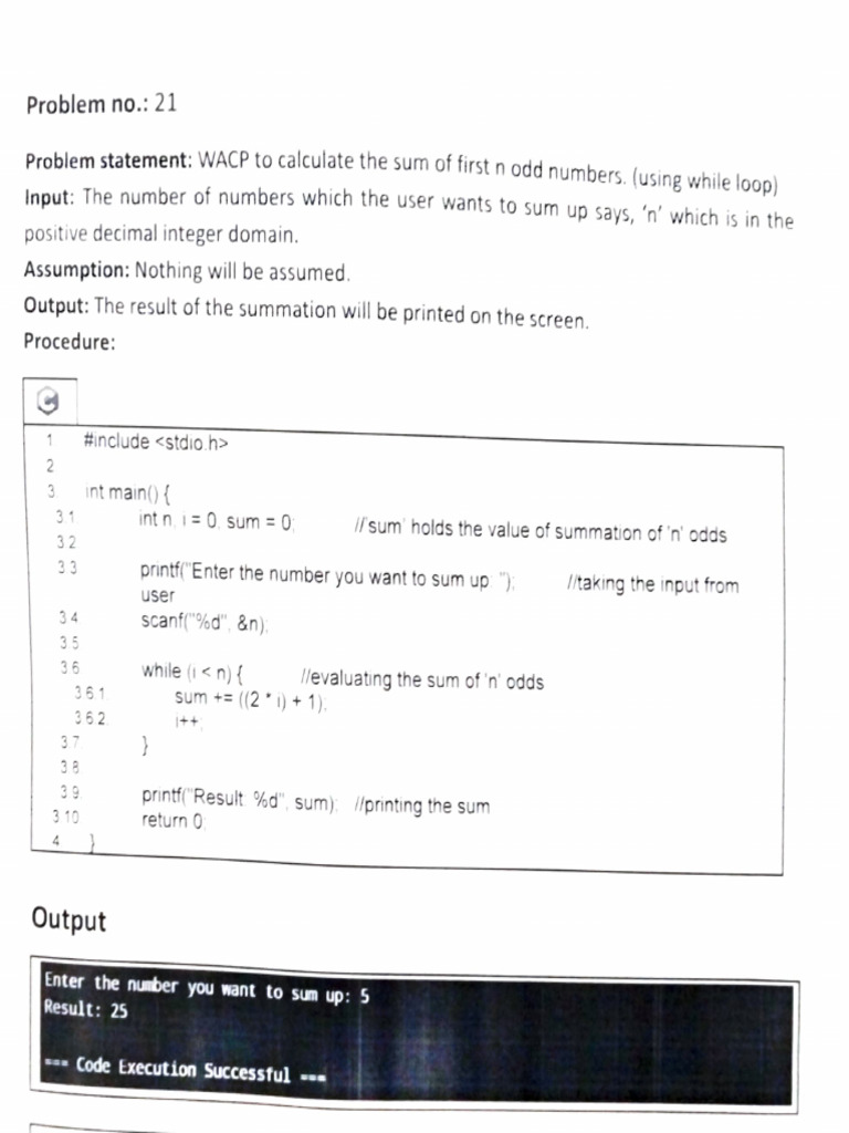 Sum of N Odd Numbers | PDF