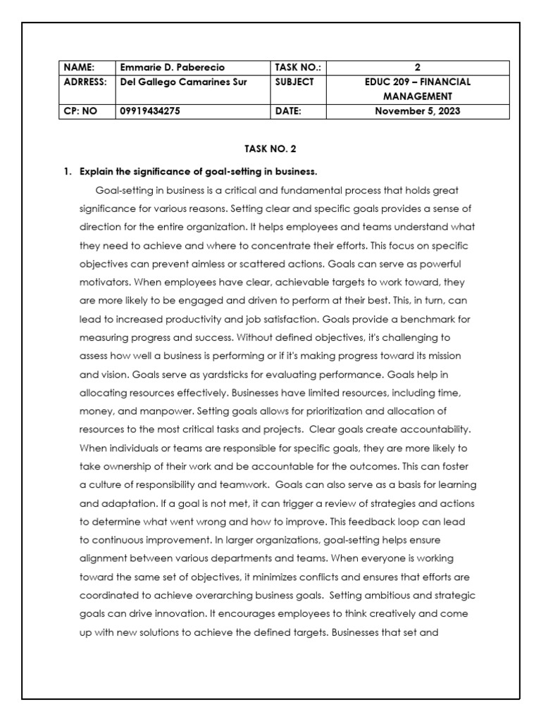 TASK-NO.-2-EDUC-209 - Paberecio E. | PDF | Goal | Environmental Policy