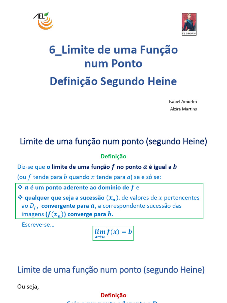 6 Limite de Uma Funcao Num Ponto Def Segundo Heine | PDF | Limite ...