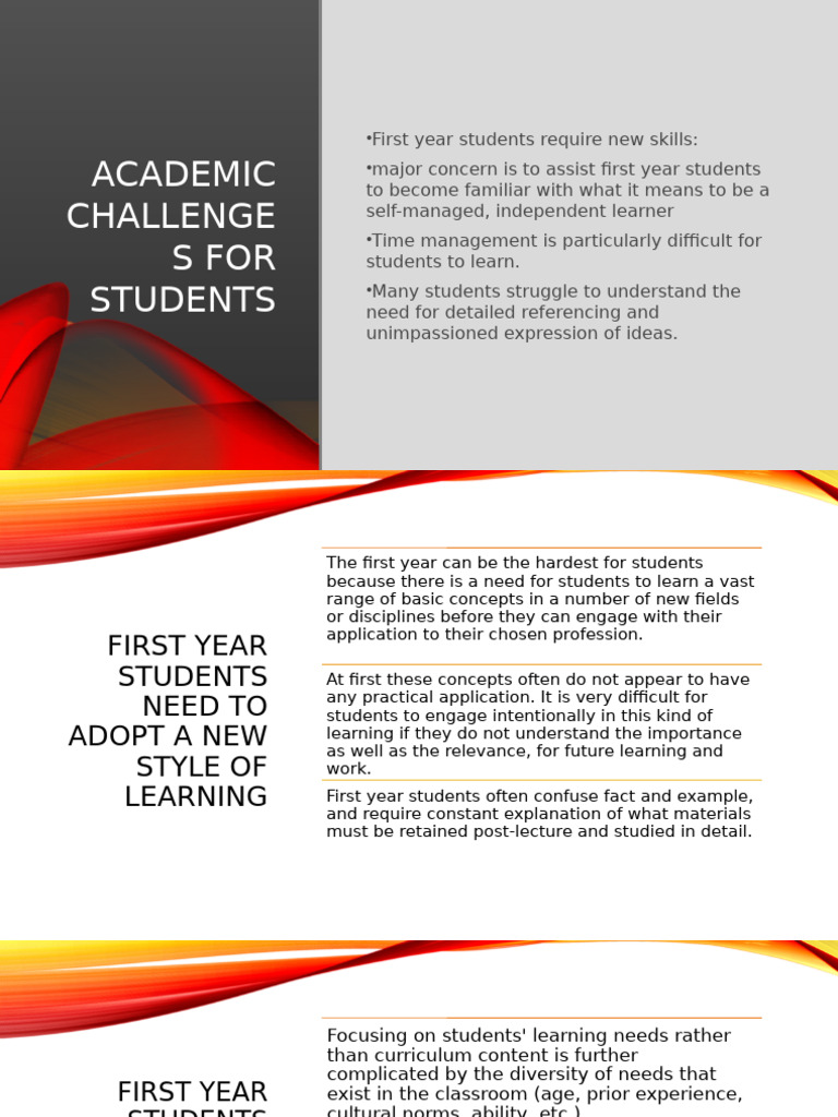 Academic Challenges for First-Year Students | PDF | Information | Learning