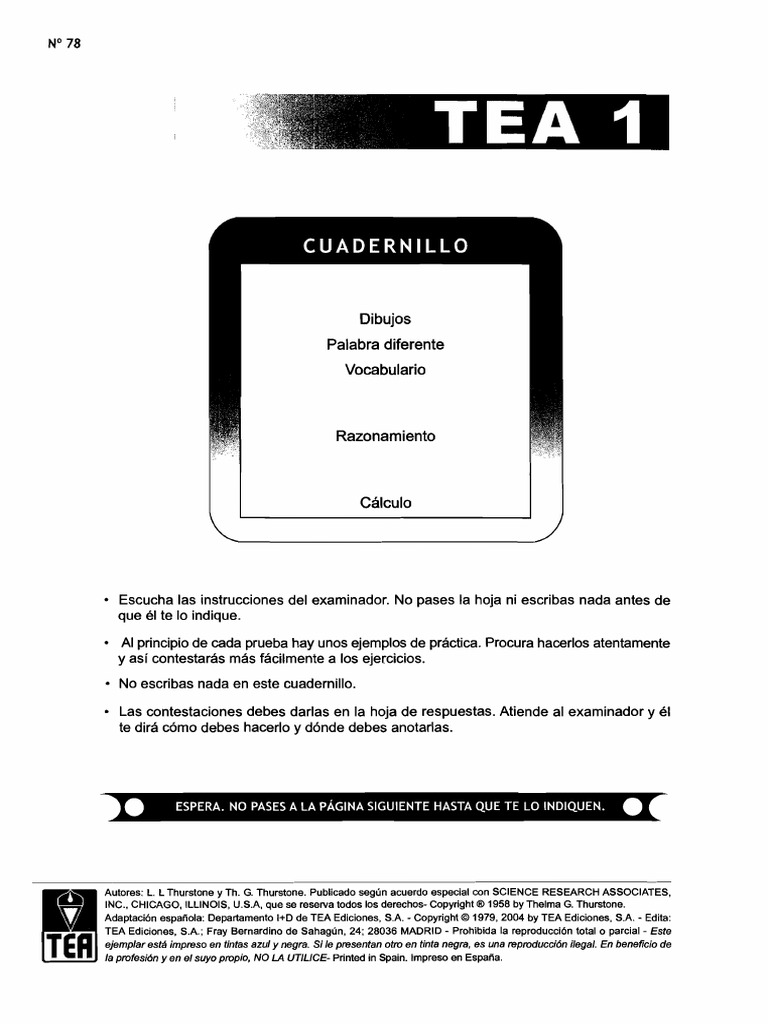 TEA 1 Cuadernillo Nuevo | PDF