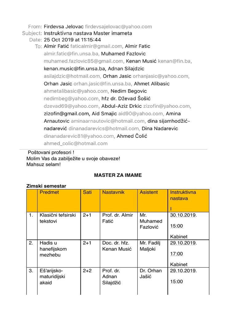 Instruktivna Nastava Master Imameta | PDF
