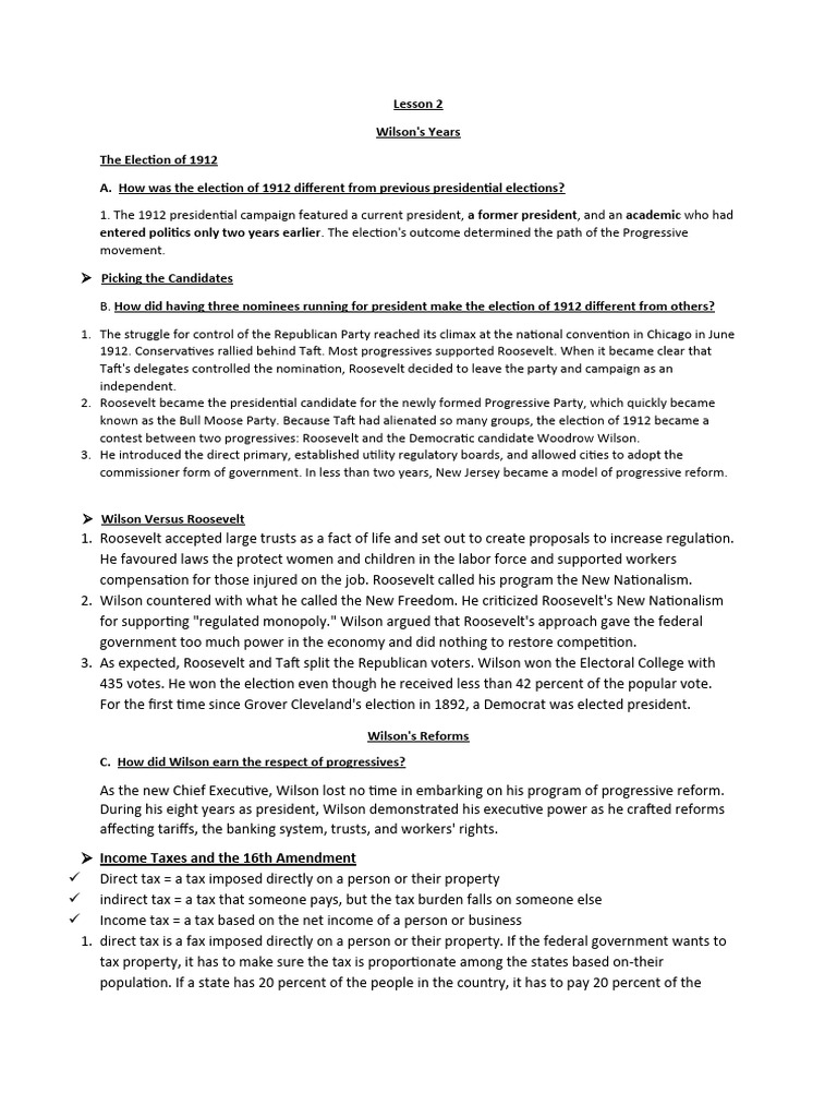 Income Taxes and The 16th Amendment | PDF | Taxes | Theodore Roosevelt