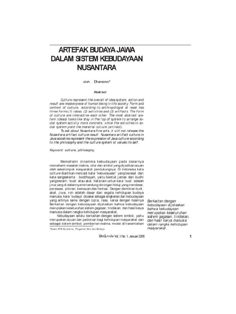 Artefak Budaya Jawa - Jurnal | PDF