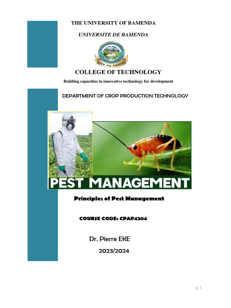 Principles of Pest Management - 2024 | PDF | Biological Pest Control ...