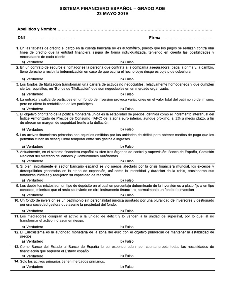 Grado ADE FICO 2019 | PDF | Bancos | Fondo de inversion