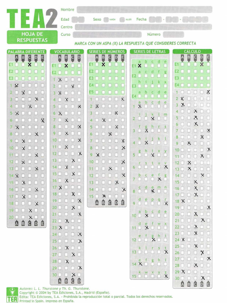 TEA 2 Hoja Resp C - Sol Color | PDF