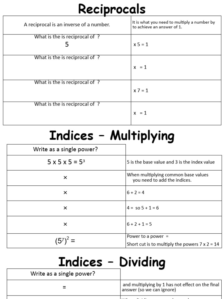 Year 9 Unit 1 Notes and Examples 2 | PDF | Numbers | Algebra