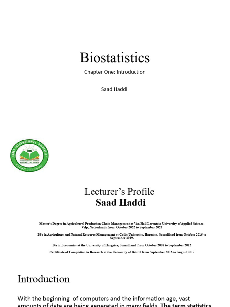 Biostatistics Chapter 1 | PDF | Statistics | Biostatistics