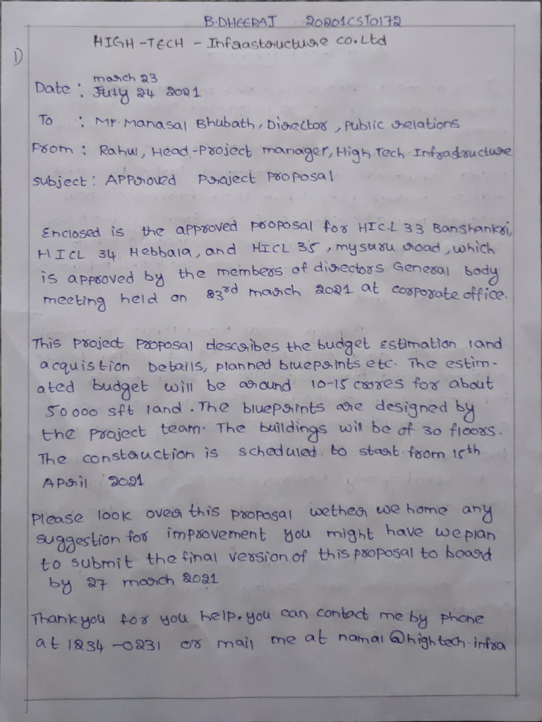 Project Proposal for HICL Developments | PDF