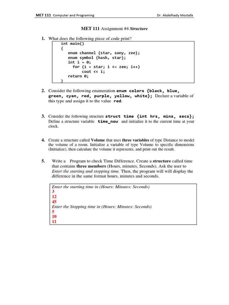 Assignment 4 Structures Pdf