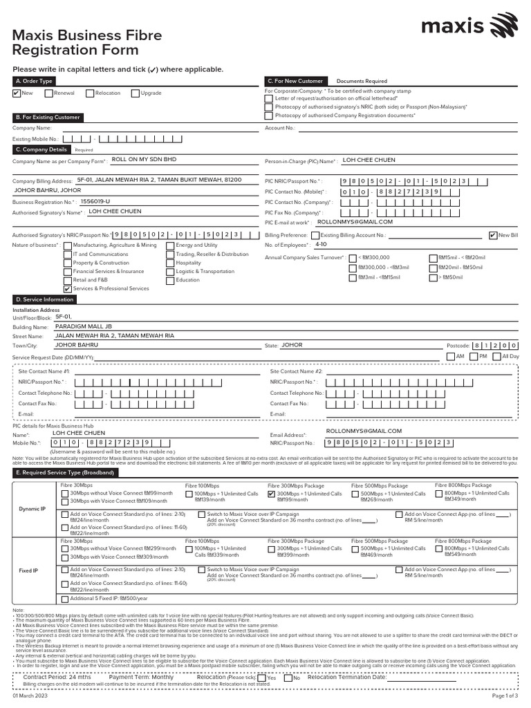 BizFibre Form | PDF | Wi Fi | Telecommunications