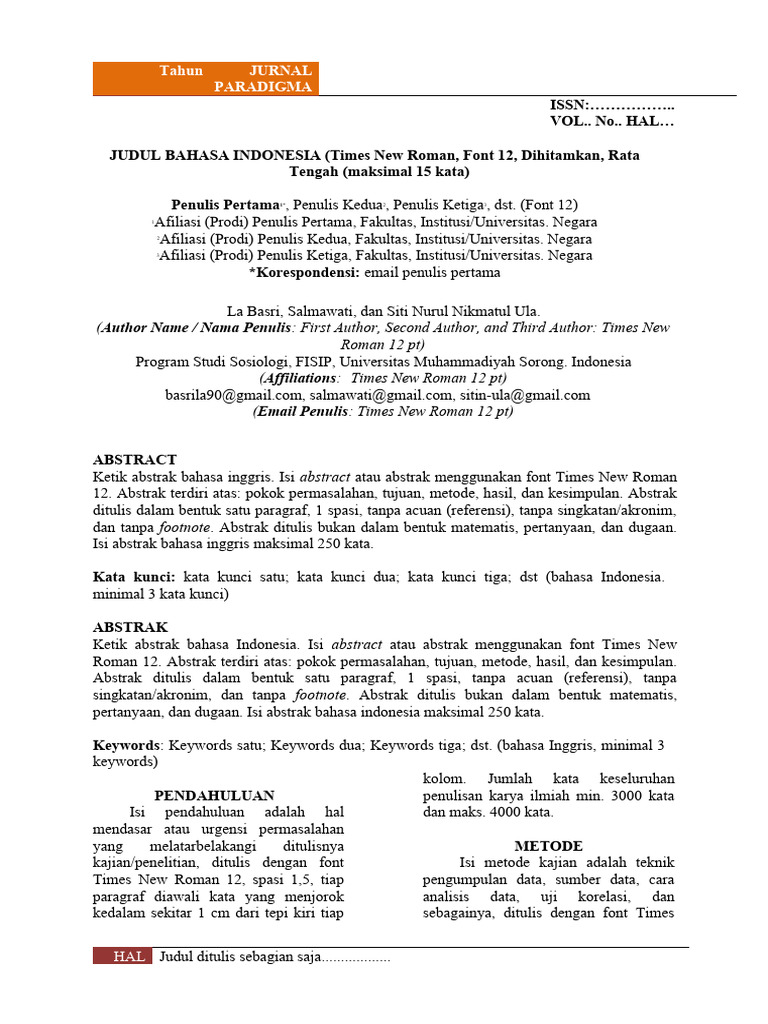 TEMPLATE JURNAL Prodi Ilmu Pemerintahan 2024 | PDF